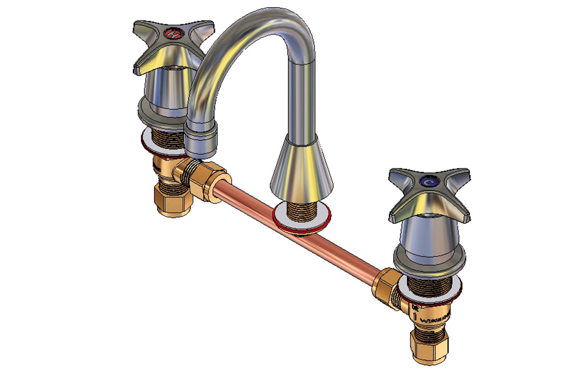 Concealed Spindle Basin Set with SP001 Fixed Spout - 1/2 Turn Ceramic ...