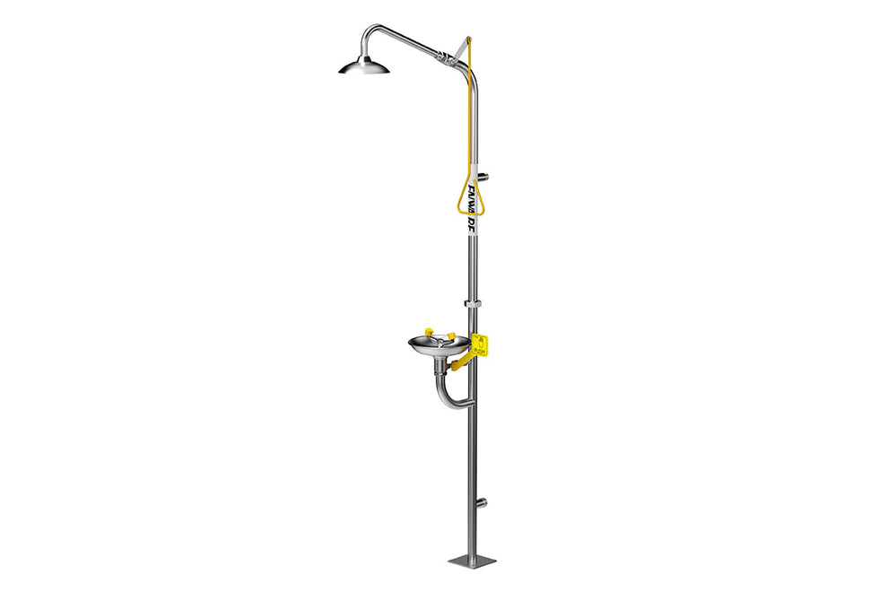 Emergency Stainless Steel Combination Shower with Hand Operated Eye Wa ...