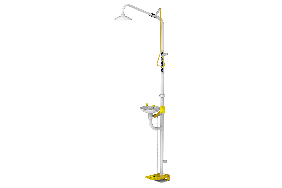 Emergency Stainless Steel Combination Shower Hand/Foot Operated Eye Wa ...
