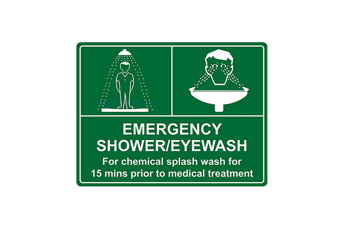 600×450 Combination Shower and Eye Wash Sign - Metal - Enware