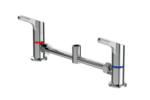 Hob Mounted Adjustable Exposed Mixer Base 350mm Centres with 80mm Lever ...